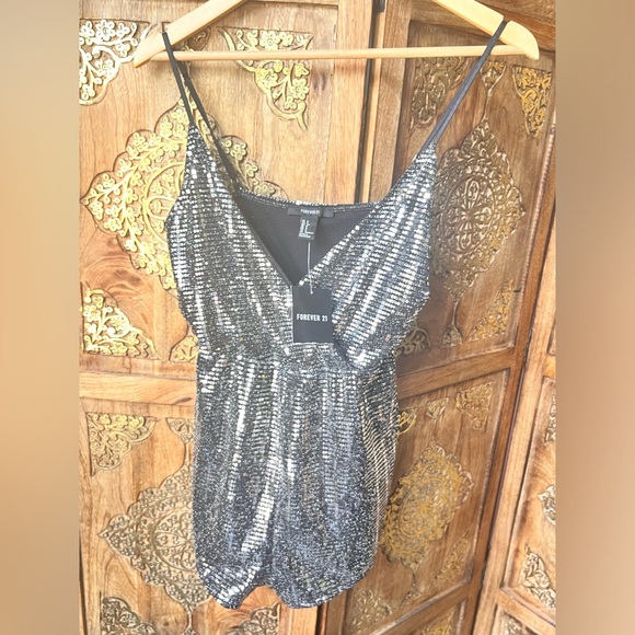 Forever 21 | Pants & Jumpsuits | Stunning Disco Romper In Silver ...